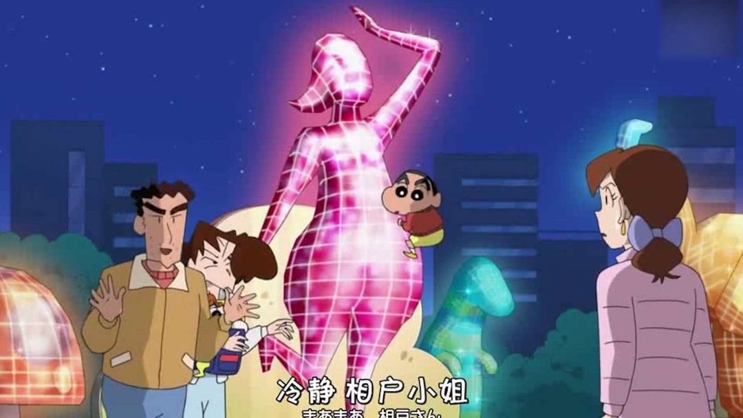 《蜡笔小新》:小新一家人出去逛灯盏,碰上了美女记者