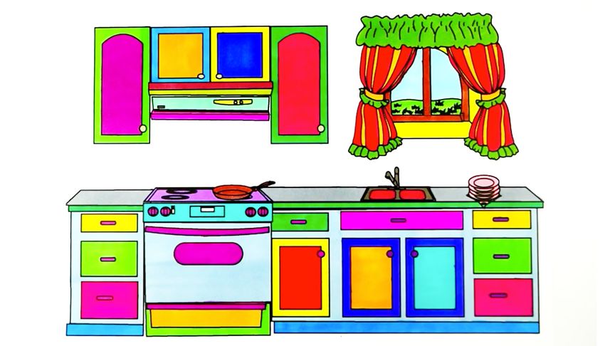 整洁的厨房简笔画儿歌