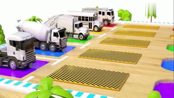 工程车系列小汽车来到加工厂运输材料,儿童玩具动画片