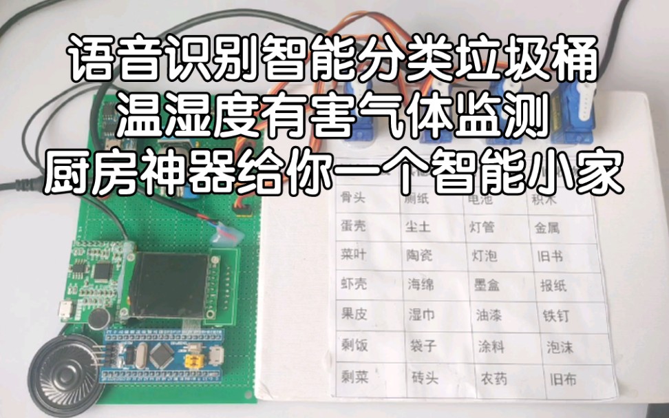 基于stm32的智能分类垃圾桶语音识别屏幕显示,温度湿度可燃气体浓度...