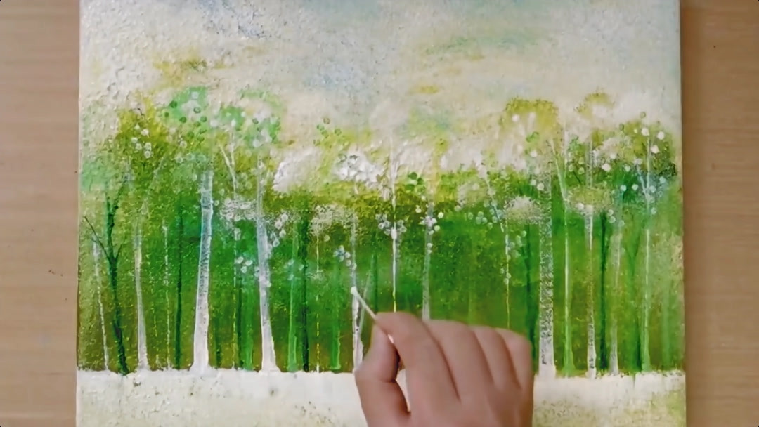 一对夫妇在安静的森林风景画轻松的绘画技巧,适合初学者