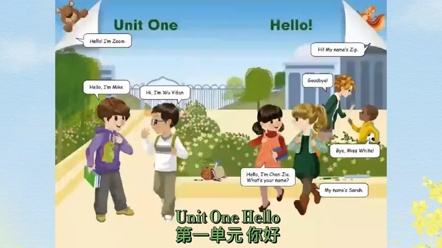 人教PEP版三年级英语上册课文配套动画第一单元