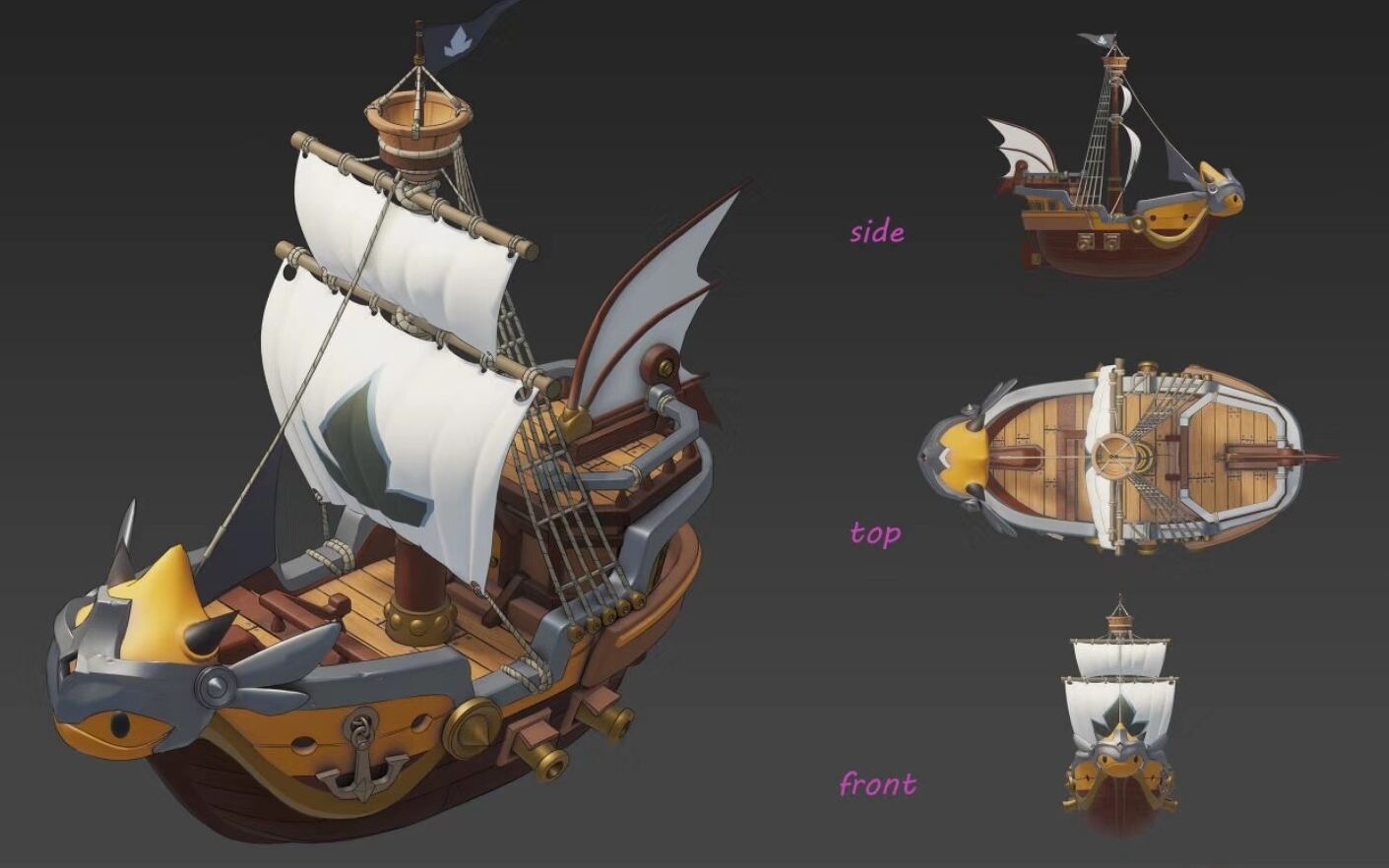 3Dmax游戏场景模型制作:帆布船建模教学