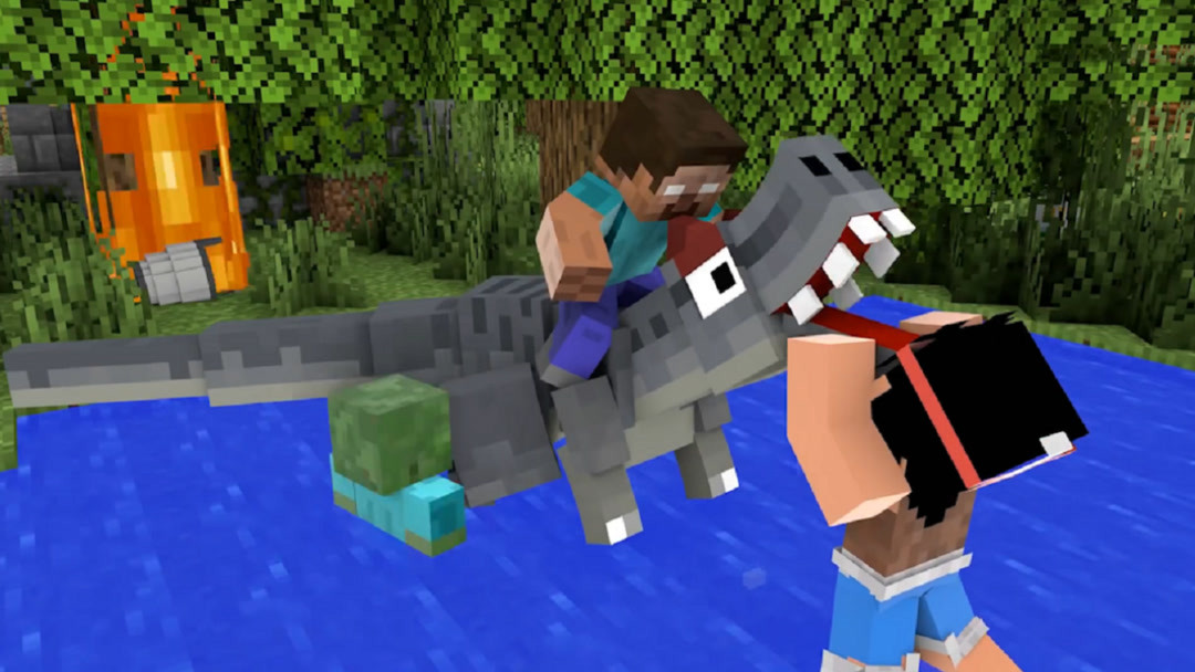 《我的世界怪物学院》搞笑动画:魔法老师和野人合力打败霸王龙