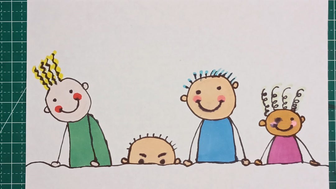 一家四口人简笔画,都来画画啦