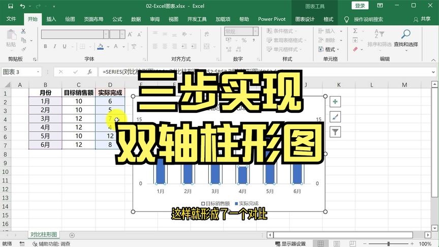 Excel三步实现一个双轴柱形图