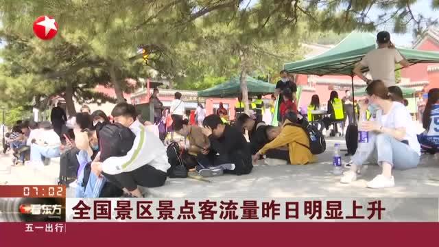 全国景区景点客流量昨日明显上升