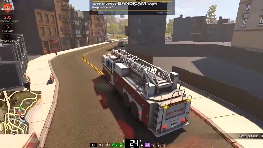 儿童玩具总动员消防车救护车警车模拟器 :云梯消防车城市巡逻喽