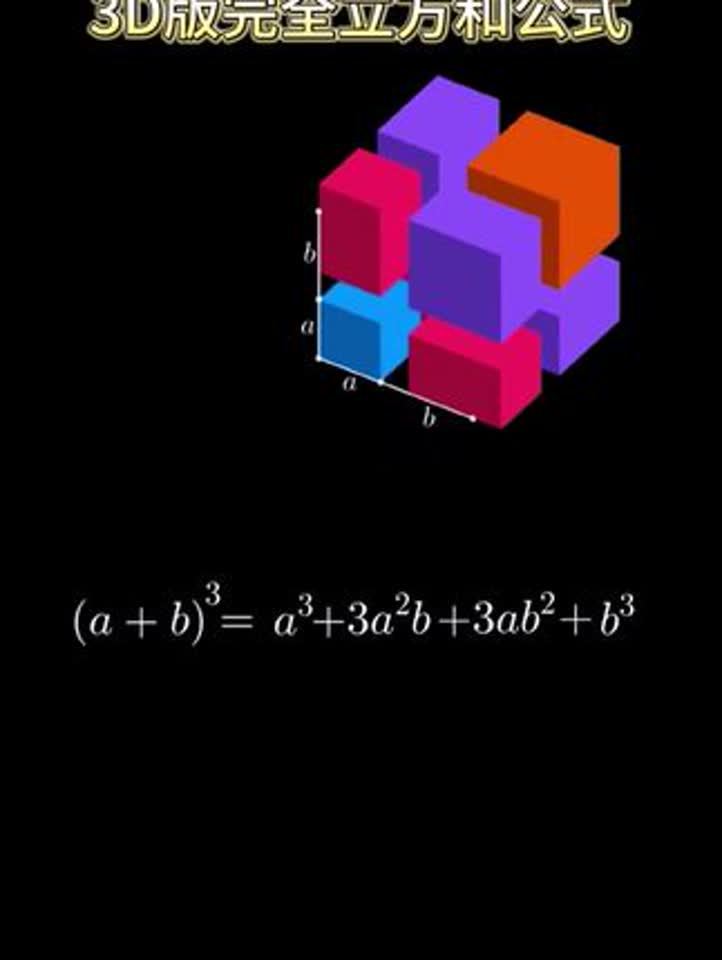 3D版完全立方和公式的演示 #数学 #几何图形 #每天跟我涨知识