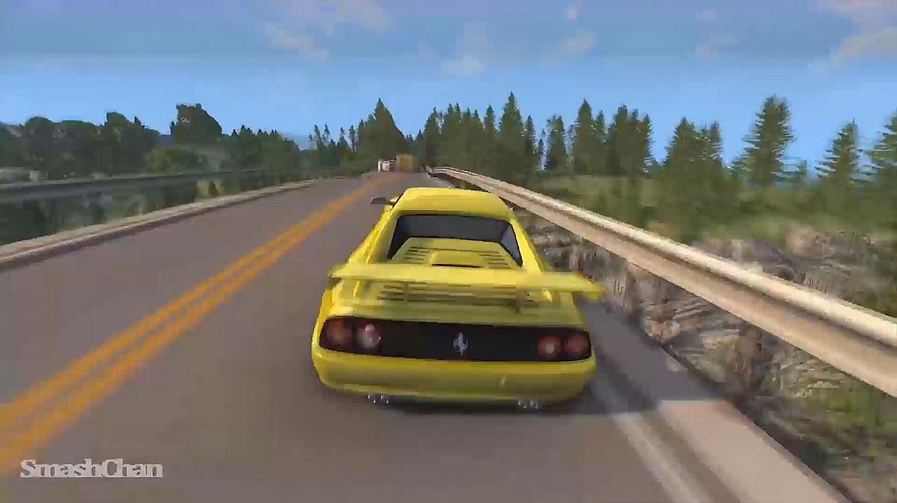 汽车模拟:跑车和汽车连环相撞