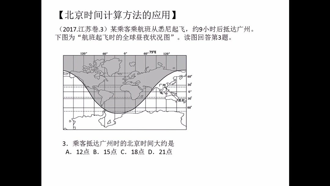 北京时间计算及应用(北京时间、区时、国际日期变更线、高考题)
