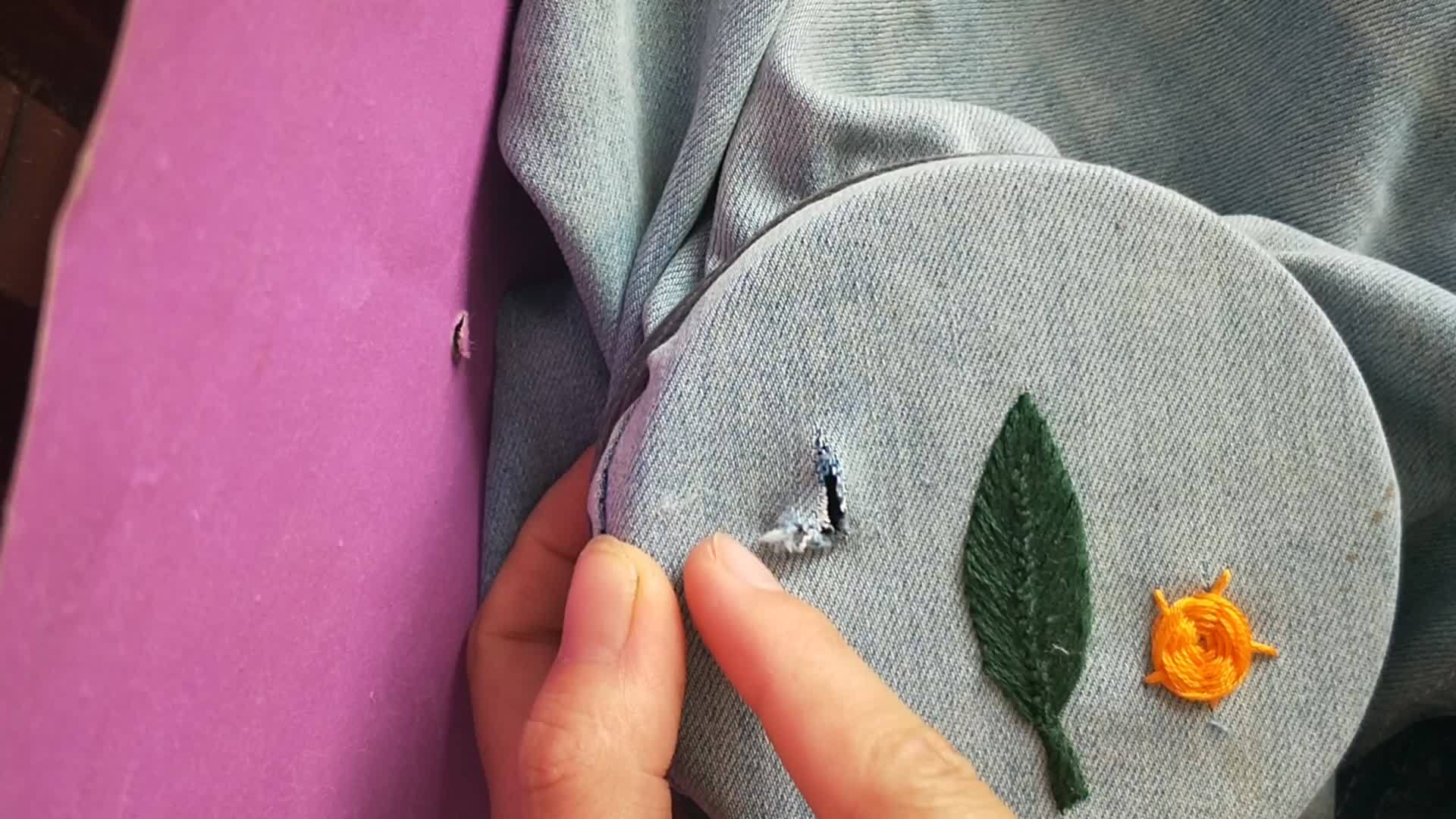 破洞修复爱心针法教程