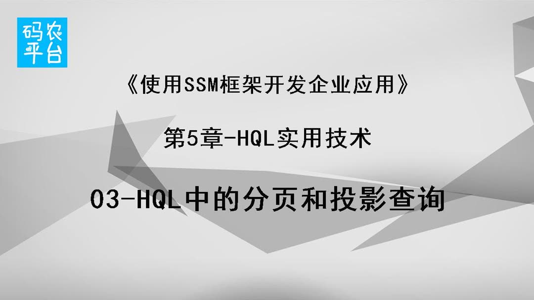 03_HQL中的分页和投影查询
