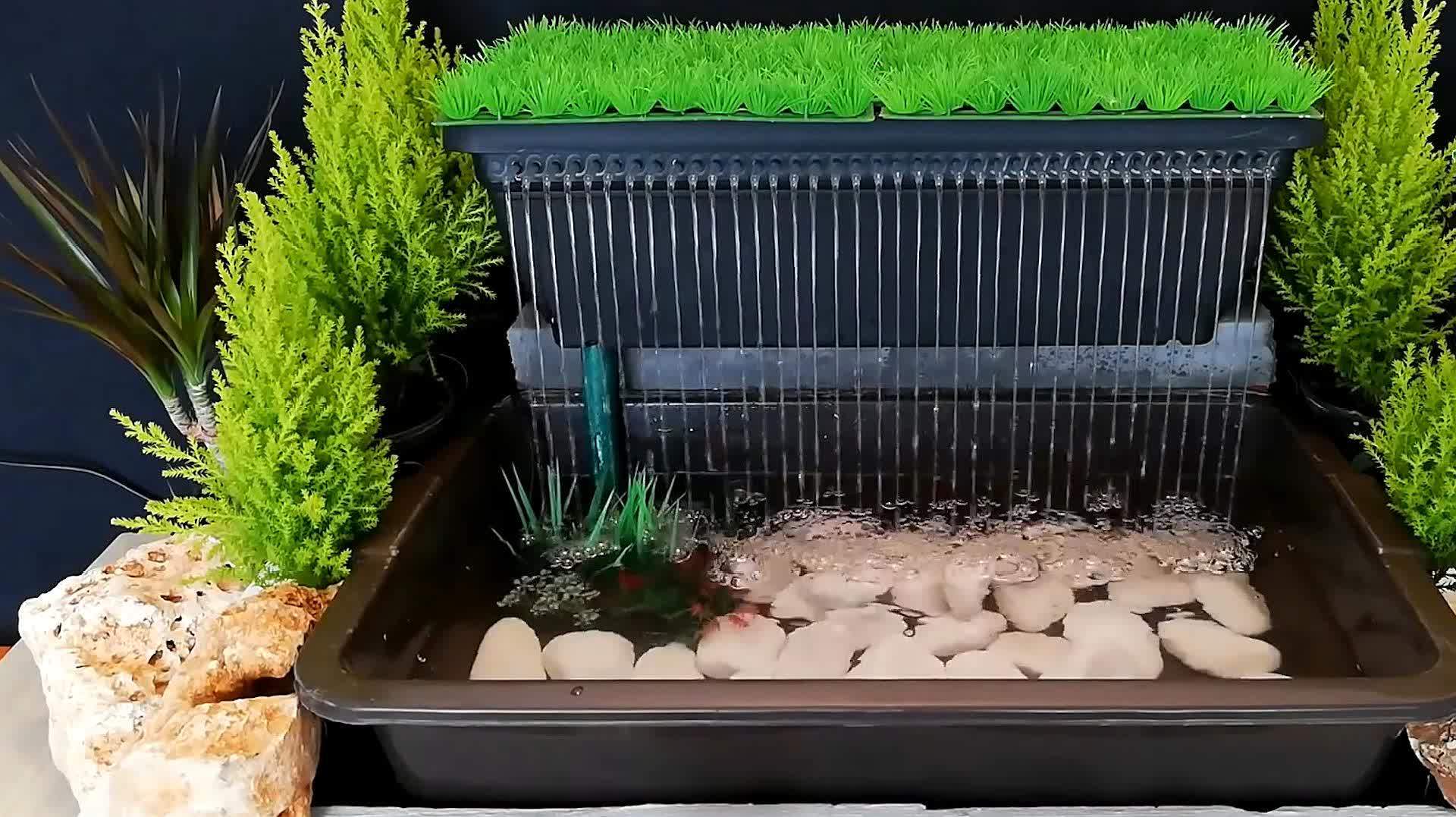 用废旧材料做的迷你喷泉,放家里看着好有品味!