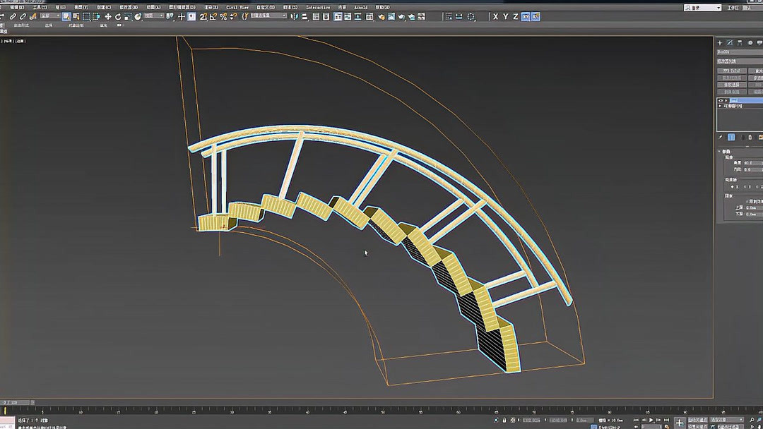 3Dmax2019零基础入门-(8)弯曲命令-旋转楼梯