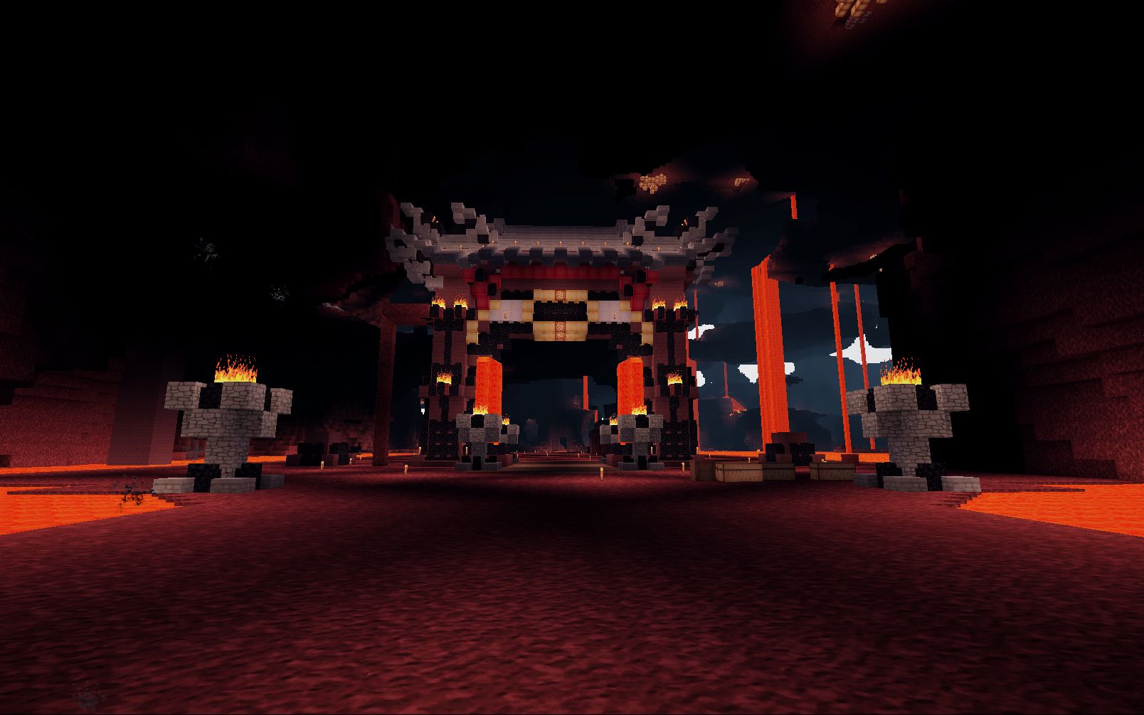 【我的世界】怎么在生存中构建一个仙侠世界系列02(大门主体基本完工)