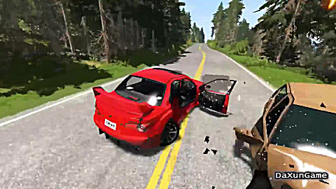 BeamNG车祸模拟器:为了躲避公交车自己却撞车了,真是太亏了