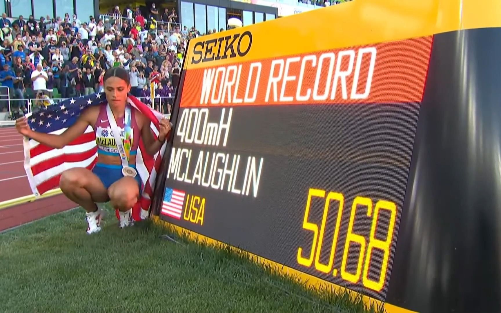 ...秒68狂破世界纪录0.73秒夺冠 波尔52秒27SB亚军 || 2022俄勒冈田径...