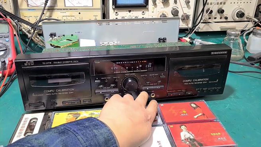 JVC TD-W718卡座拷贝磁带方法和磁带转速调整电位器位置 #jvc718...