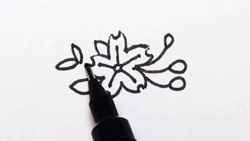 儿童简笔画素材,画个唯美的樱花只需要几笔