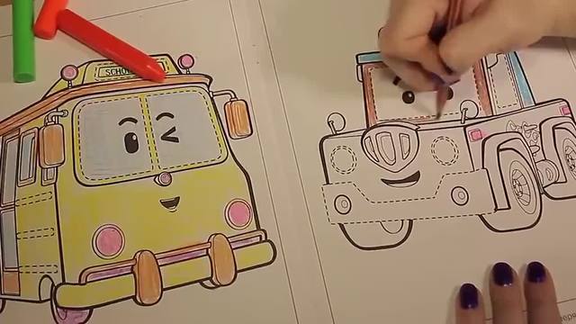 简笔画:校车斯库比和好朋友