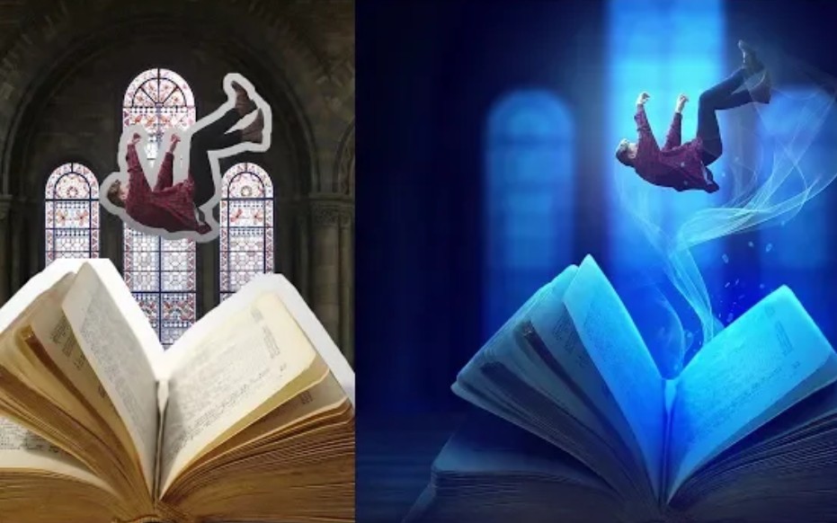 PS教程 书本悬浮处理效果