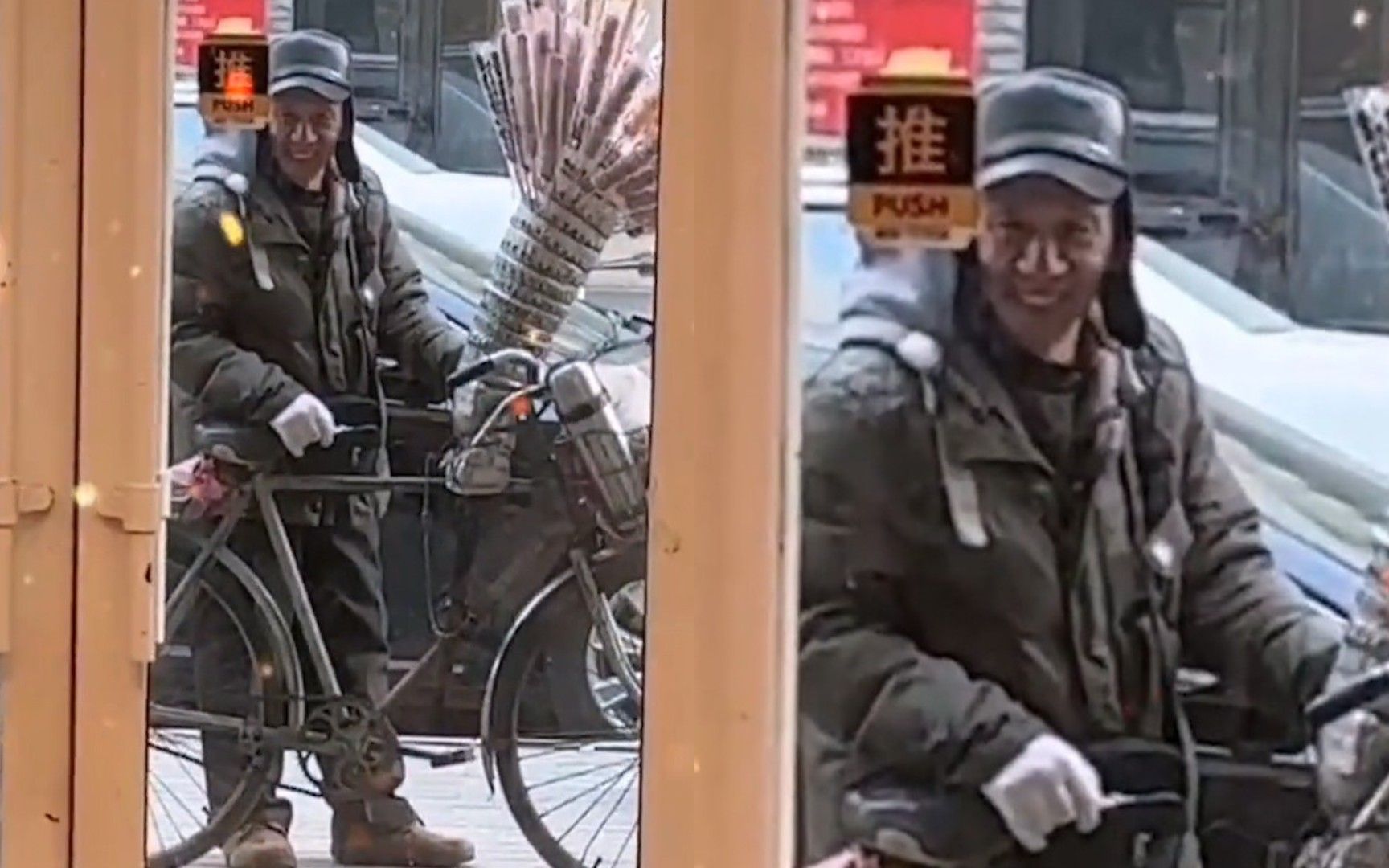 暖心!辽宁卖糖葫芦的爷爷隔着玻璃看猫咪洗澡,满脸笑容眼神宠溺