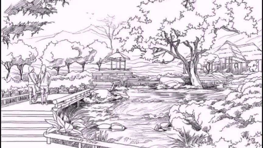 【景观手绘】旅游度假原风景——张勇设计手绘#风景园林手绘