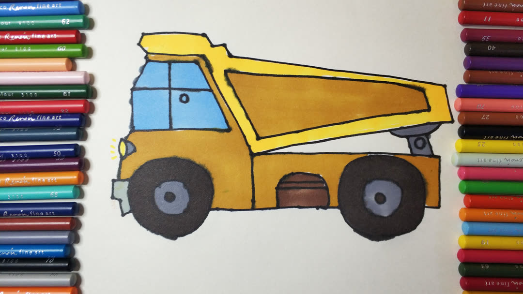 简笔画教程工程车系列,手把手教你画翻斗车,方法简单实用