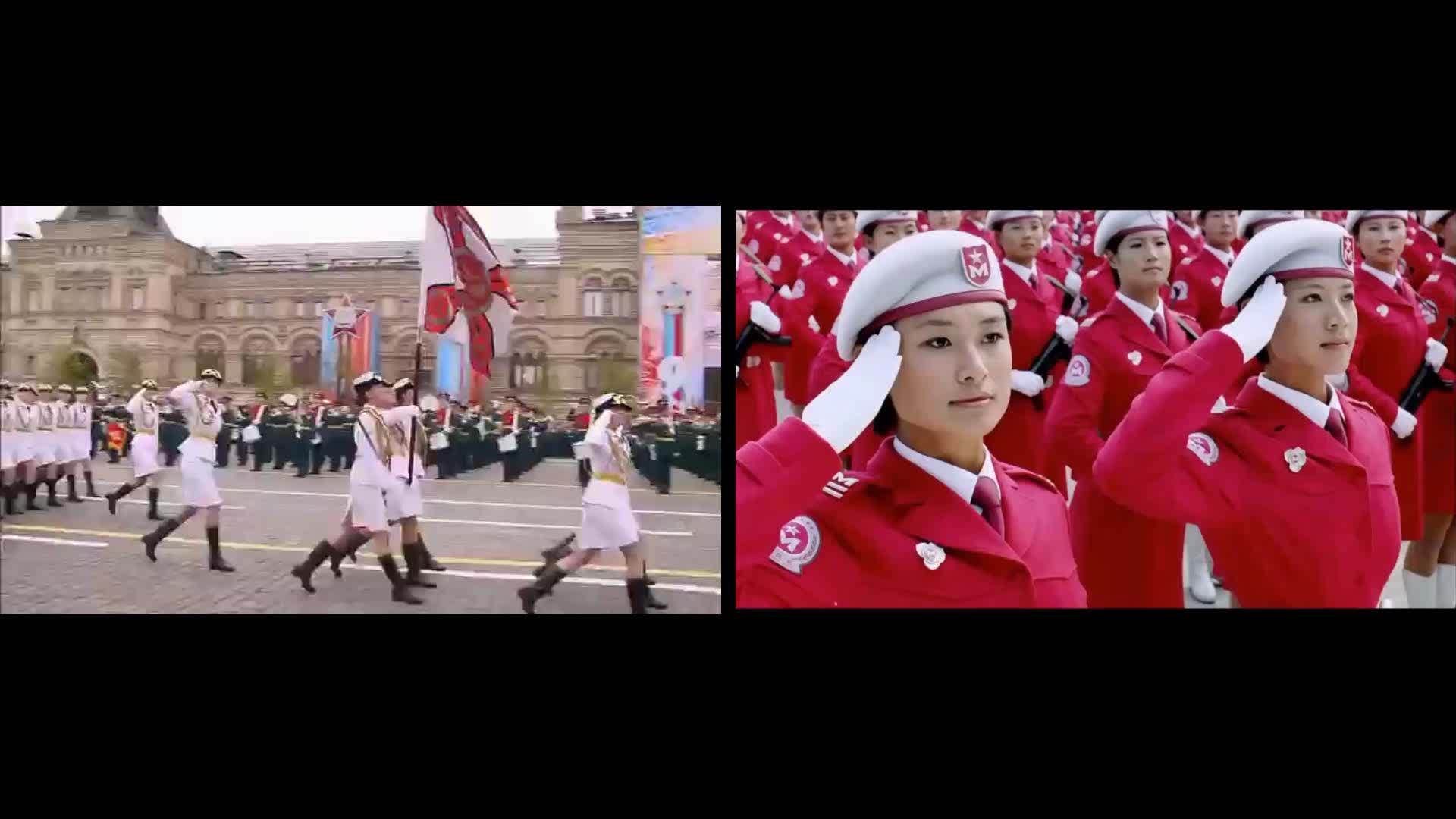 俄罗斯女兵和中国女兵阅兵对比,太漂亮了,只能用震撼来形容