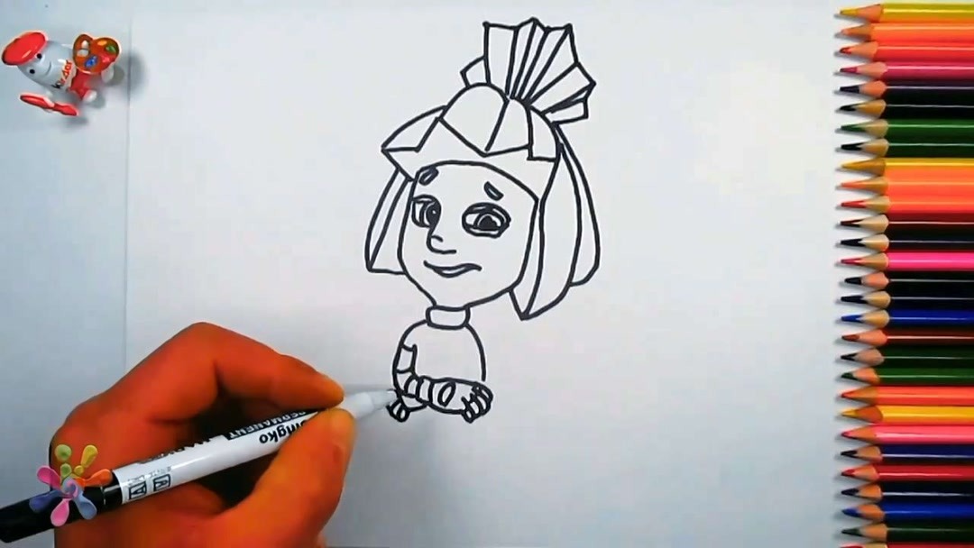 简笔画教学之卡通小女孩,一笔就画完了,快来学学回家哄小孩!