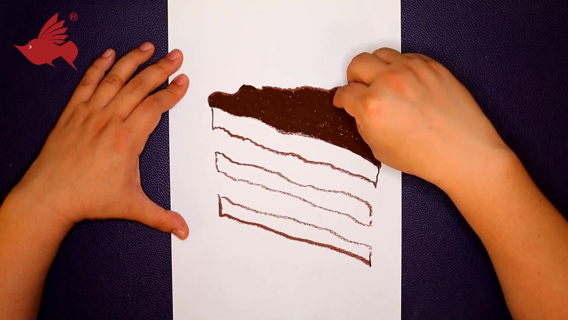 巧克力蛋糕超简单的画法,又好画又逼真,小朋友你想试试吗?