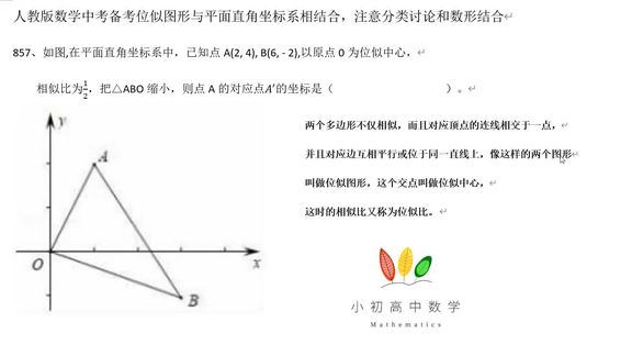 人教版数学中考备考位似图形与直角坐标系注意分类讨论和数形结合