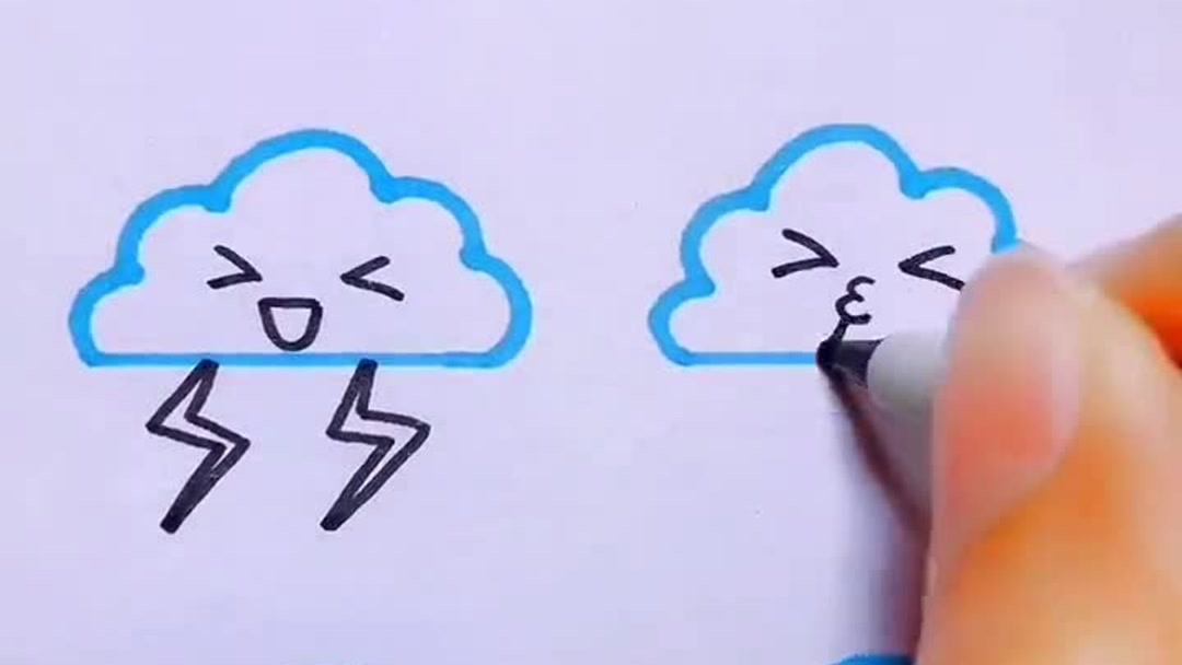 简笔画不一样得云朵,不一样的天气