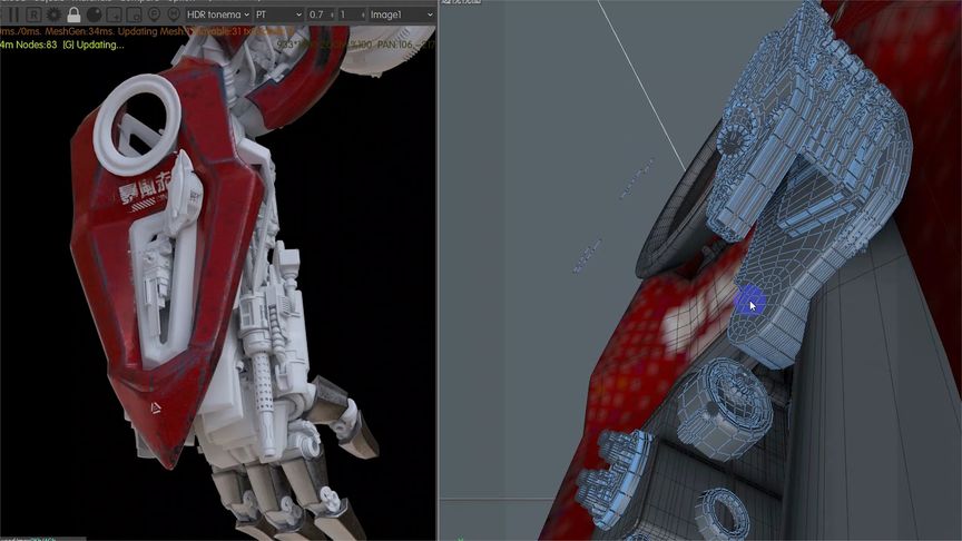 【七喜C4d教学】机械手臂渲染UV展开和绘制贴图制作方法两种方法