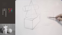 时进智慧学院 几何体结构素描_三个组合_柱锥穿插体、长方体、球体...