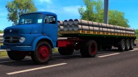 欧洲卡车模拟:老款梅赛德斯-奔驰L1111,拖车输送9吨管道
