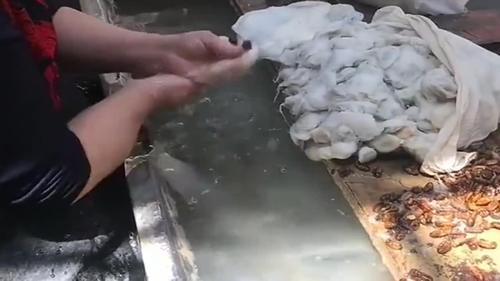 蚕丝被就是这样做的,从一开始的蚕蛹,整个过程都很麻烦