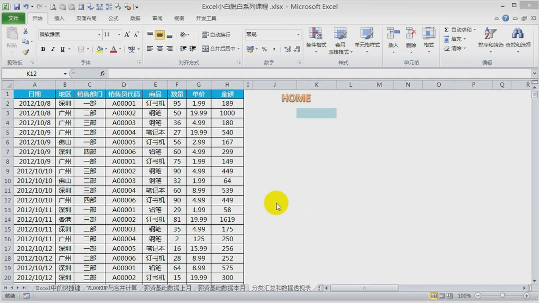Excel小白脱白系列课程第8课分类汇总与数据透视表