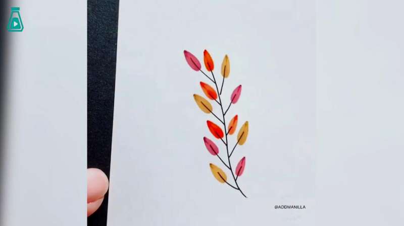 清新可爱的树叶小插画,简单的绘画过程,手学会了吗