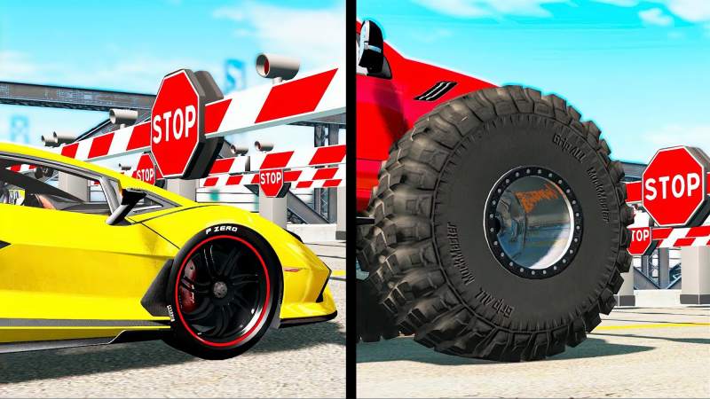 巨无霸轮子vs标准轮子,老司机开车玩竞技比赛,车祸模拟器(11)