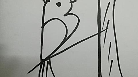 小鸟简笔画: 数字123构图, 较多人模仿, 但这种画法最好看