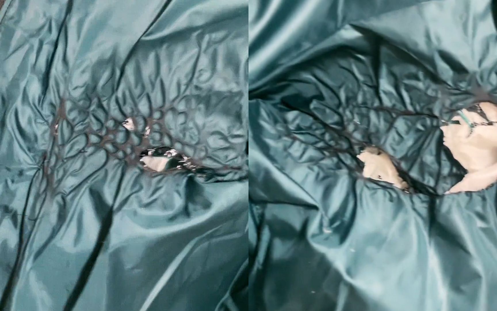 女子拿出去年给娃买的羽绒服,打开看竟“自燃”烧出洞,瞬间纳闷