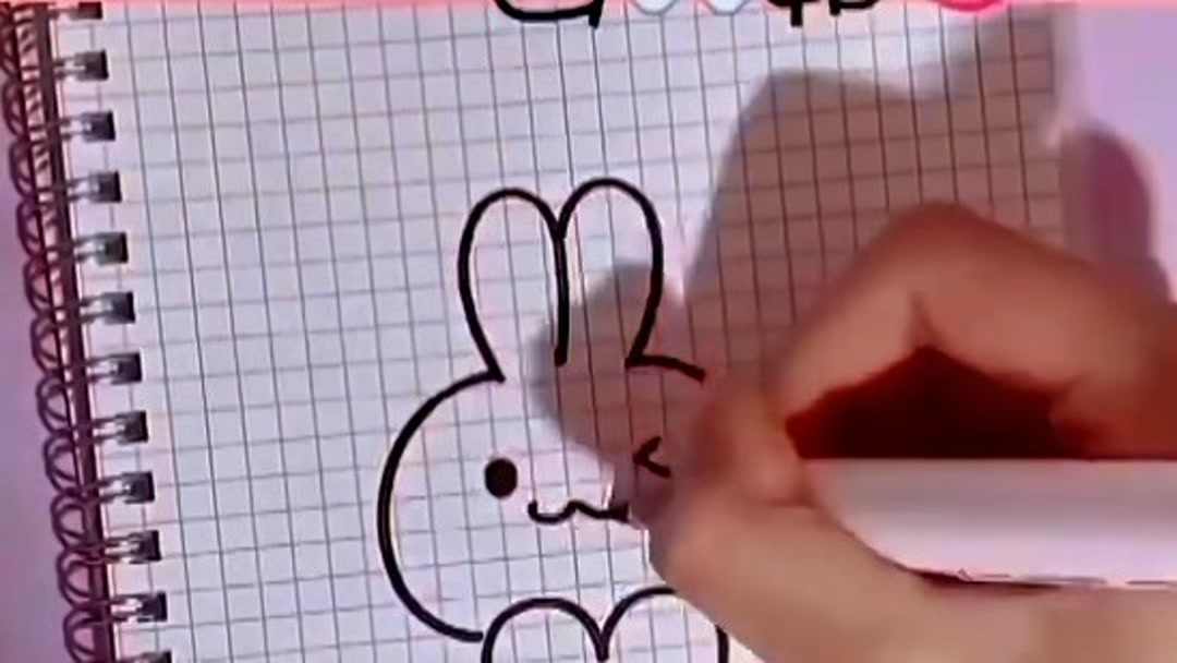 超级简单的简笔画可爱小兔教程,一个大M一.