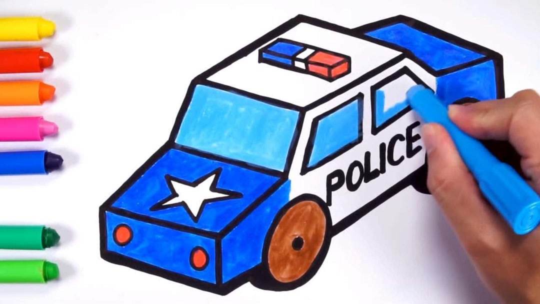 儿童简笔画 帅气的警车