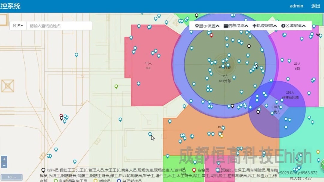 恒高科技UWB室内定位系统之平面视图