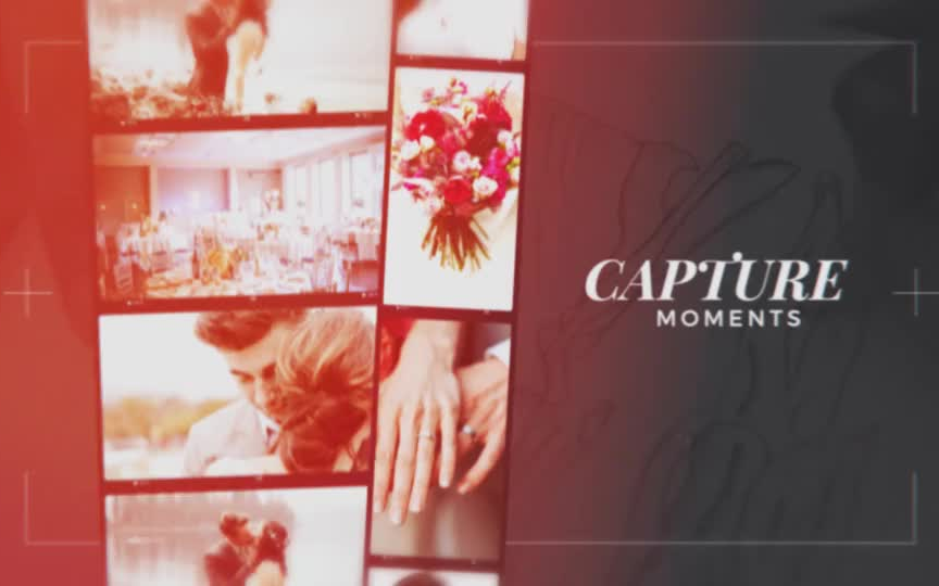 AE模板-电影胶片效果的婚礼婚庆特效的幻灯片视频相册视频同学聚会...