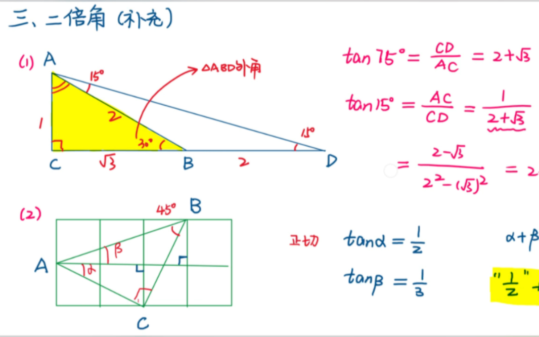 中考数学初三寒假复习(一轮复习)——三角函数之笔记整理