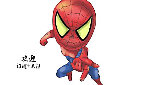 超级英雄蜘蛛侠Q版儿童简笔画画SAI电脑上色教程