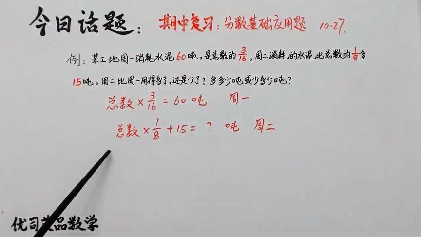六年级数学上册期中复习:分数基础应用题,优司芙品数学